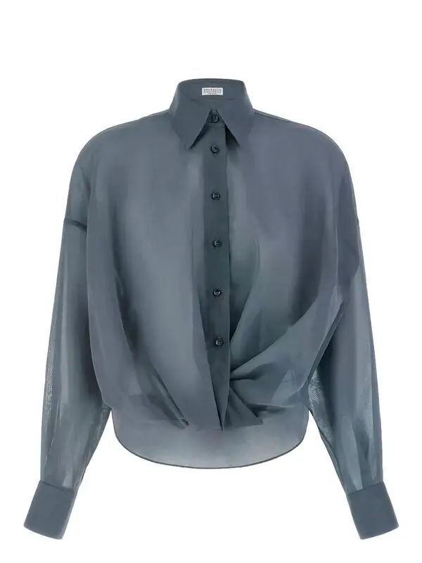 Brunello Cucinelli Monili Taffeta Shirt - Blue