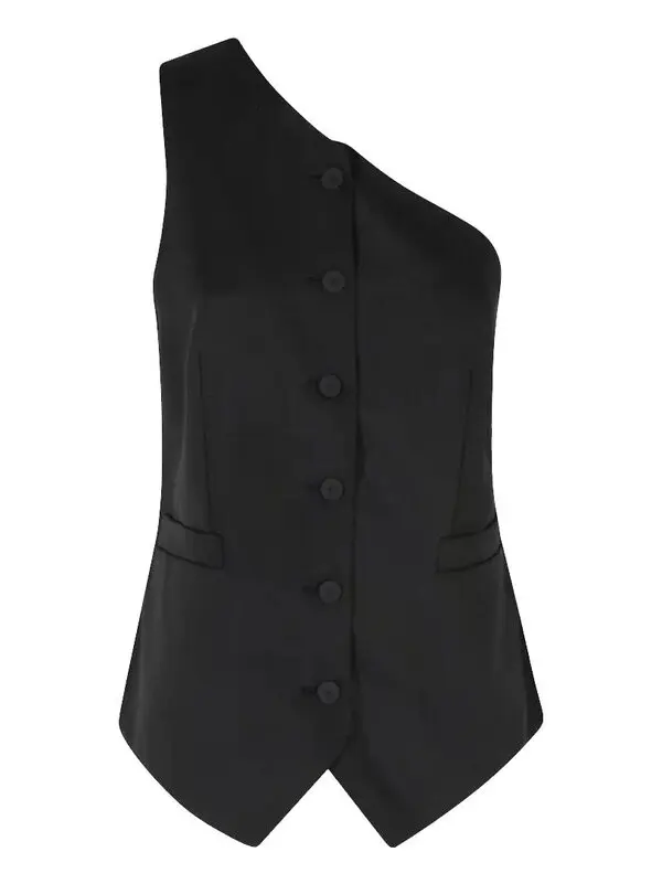 Federica Tosi One-shoulder Tailored Gilet - Black