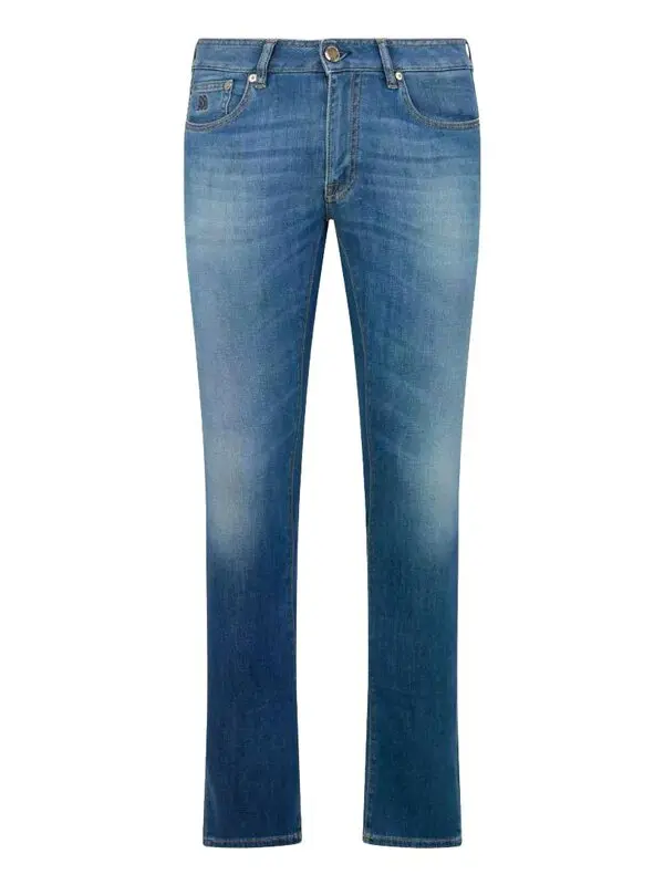 MOORER Five-pocket Straight-leg Jeans - Blue