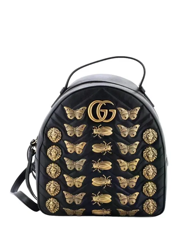 Gucci Gg Marmont Embellished Matelasse Leather Backpack - Black