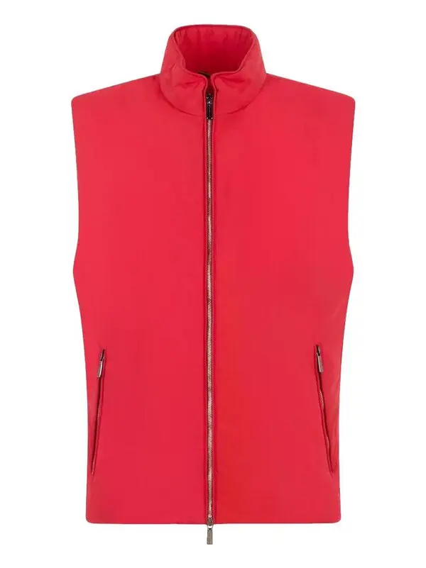 MOORER Zip Sleeveless Gilet - Red