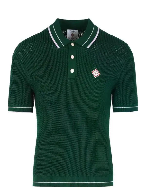 Casablanca Logo-patch Buttoned Polo Shirt - Green