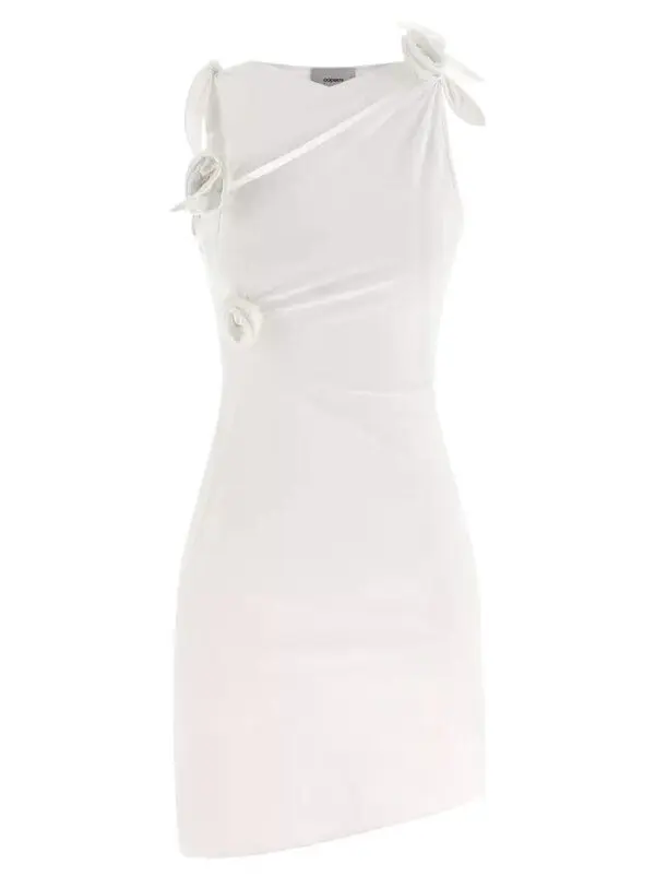 Coperni Flower Asymmetric Dress - White