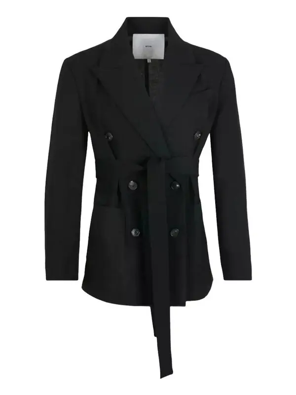 SETCHU Belted Double-breasted Blazer - Black