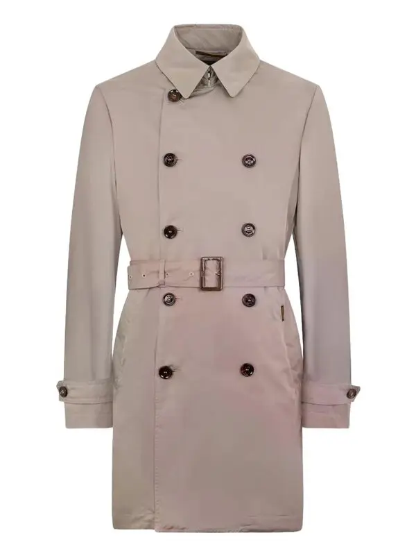 MOORER Belted Double-breasted Trench Coat - Neutrals