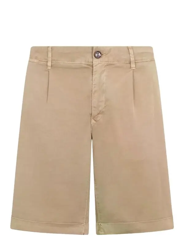MOORER Pleat Turn-up Shorts - Neutrals