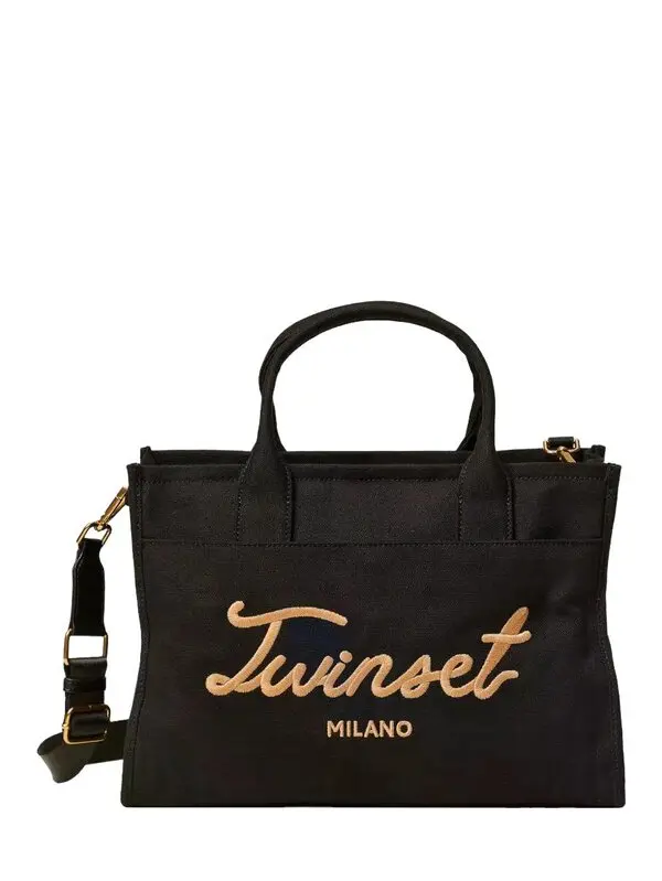 TWINSET Cotton Tote Bag - Black