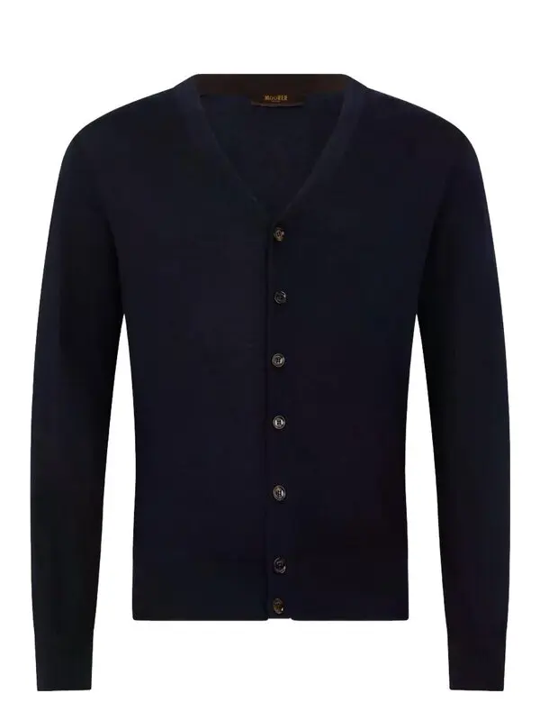 MOORER V-neck Cardigan - Blue