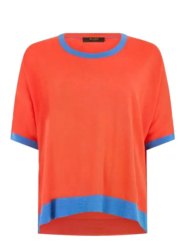 MOORER Trim Crew-neck T-shirt - Orange