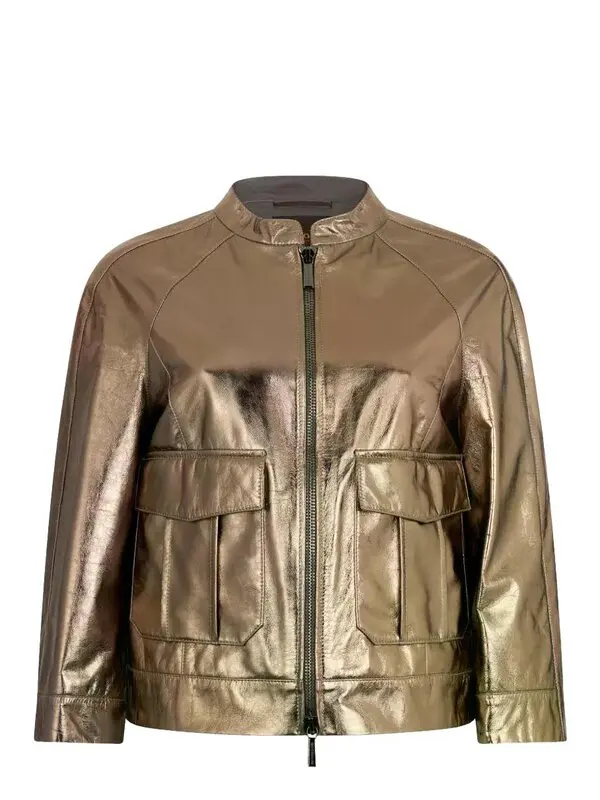 MOORER Patch-pocket Leather Jacket - Gold