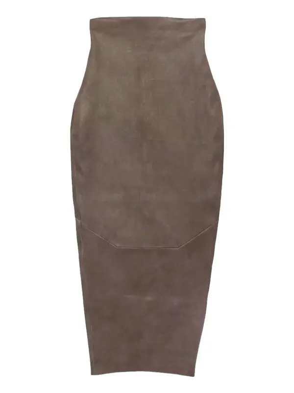 Rick Owens Calf Leather Midi Skirt - Brown