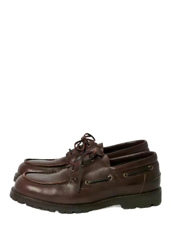 Studio Nicholson Raw-cut Guston Leather Boat Shoes - Brown