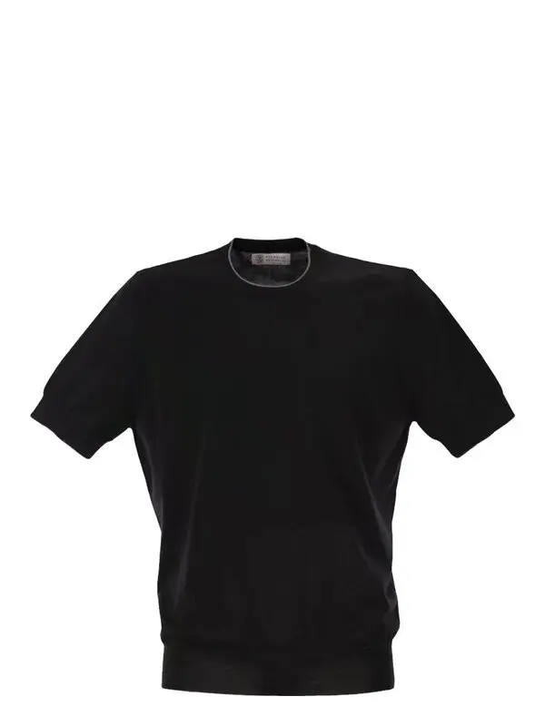 Brunello Cucinelli Crew-neck Ribbed Short-sleeve T-shirt - Black