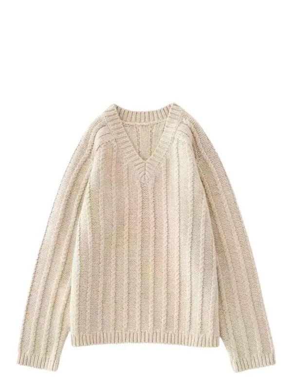 Studio Nicholson Sussex Cable-knit V-neck Sweater - Neutrals