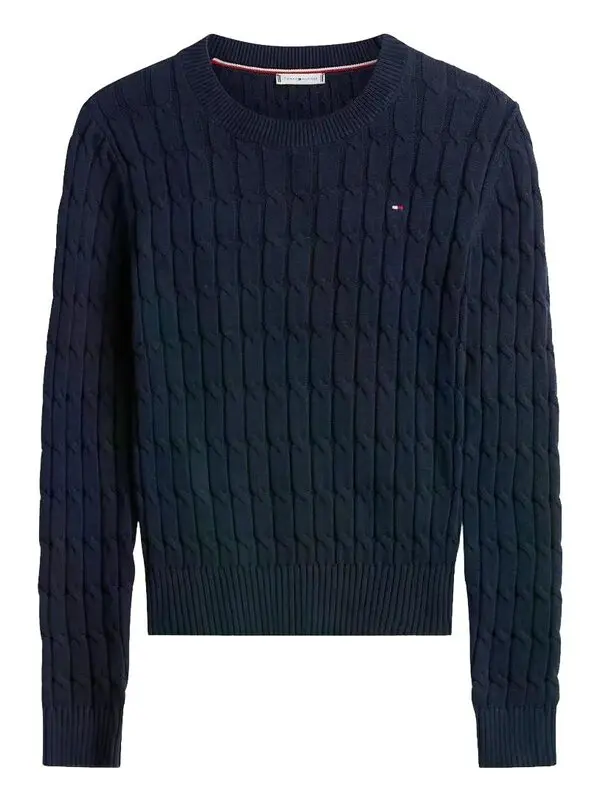 Tommy Hilfiger Cable-knit Crew-neck Sweater - Blue