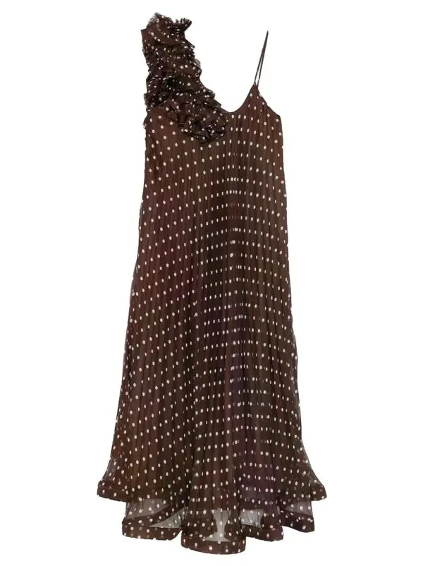 P.a.r.o.s.h Polka-dot Midi Dress - Brown