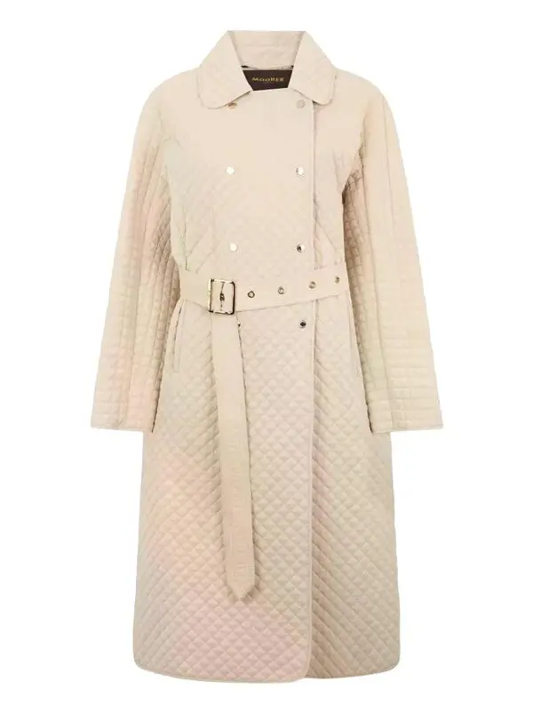 MOORER Quilted Belted Coat - Neutrals