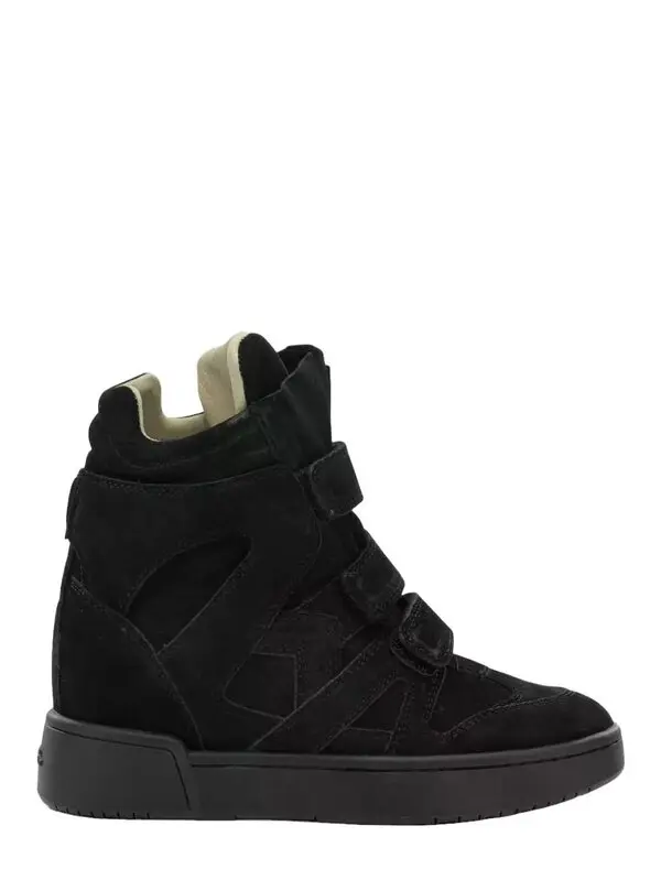 Isabel Marant Leather High-top Sneakers With Touch Straps - Black
