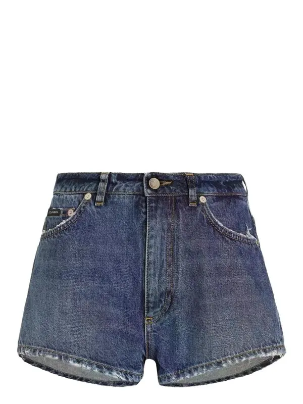 Dolce & Gabbana Frayed Denim Shorts - Blue