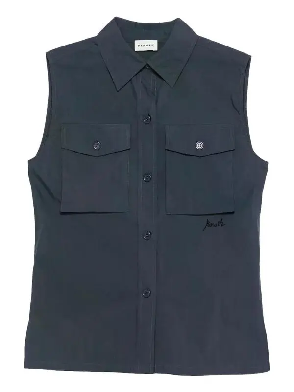 P.a.r.o.s.h Sleeveless Shirt With Chest Pockets - Blue