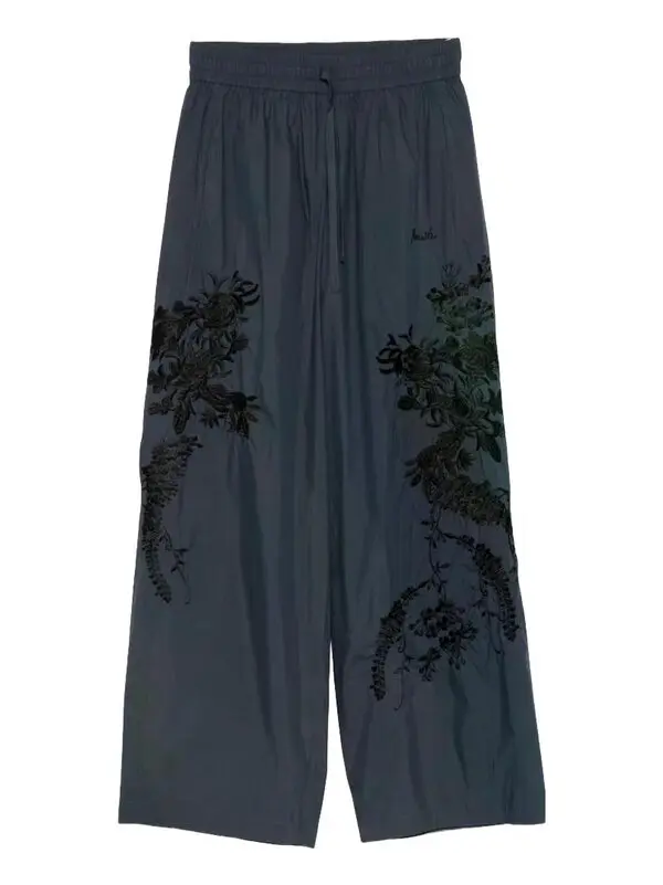 P.a.r.o.s.h Floral-embroidered Trousers - Blue