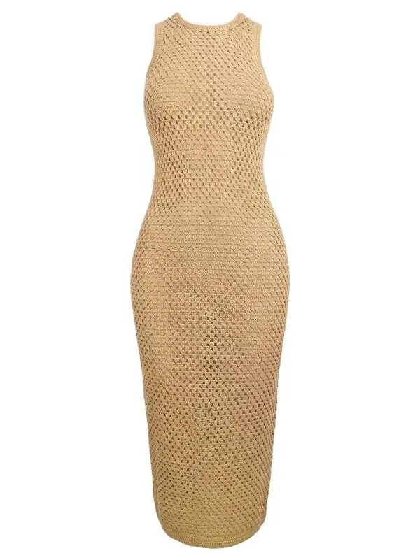 Kith Lyra Crochet Knit Midi Dress - Neutrals