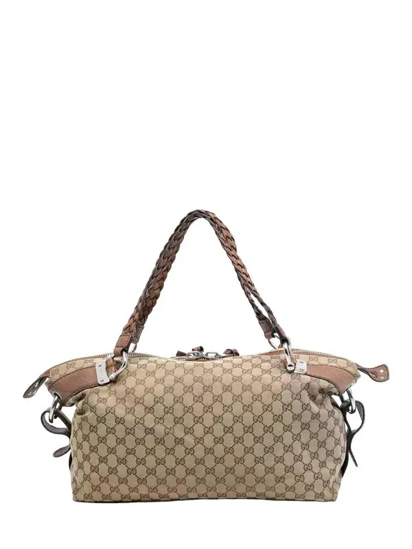 Gucci Gg Canvas Bamboo Bar Tote Bag - Brown