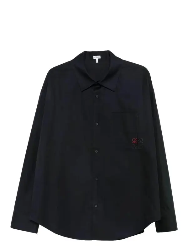 Loewe Logo-embroidery Long-sleeve Shirt - Blue