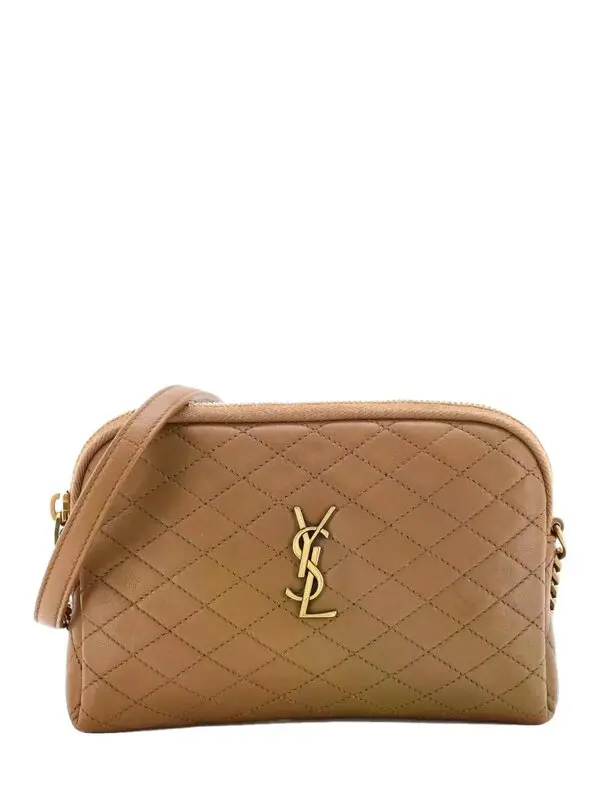 Saint Laurent Gaby Zipped Pouch Quilted Leather Crossbody Bag - Brown