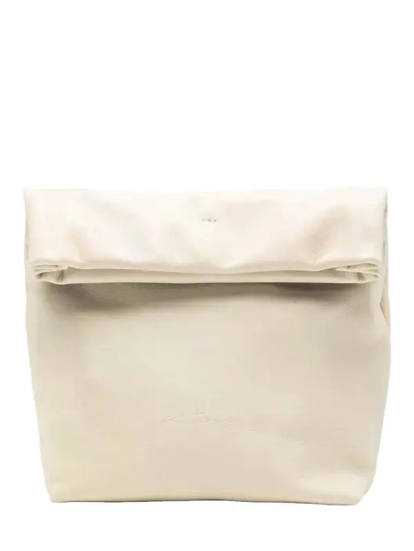 CORTANA Fold-over Leather Clutch - Neutrals