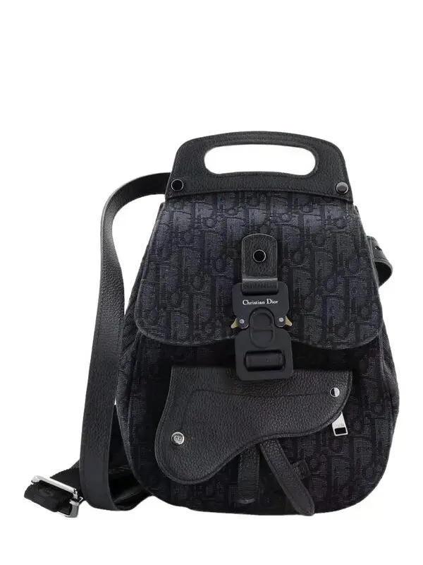 Dior Saddle Oblique Canvas Mini Backpack - Black
