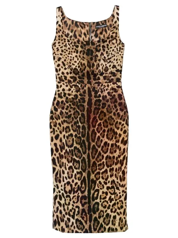 Dolce & Gabbana Leopard-print Midi Dress - Neutrals