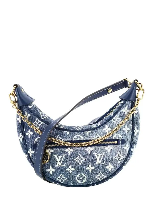 LOUIS VUITTON Loop Handbag Monogram Jacquard Denim Hobo - Blue