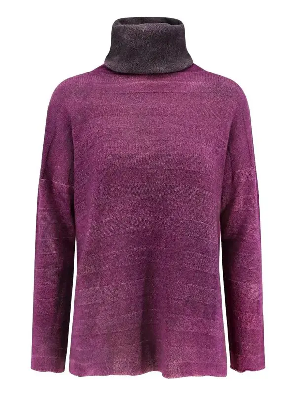 F CASHMERE Ribbed Knit Turtleneck Sweater - Purple