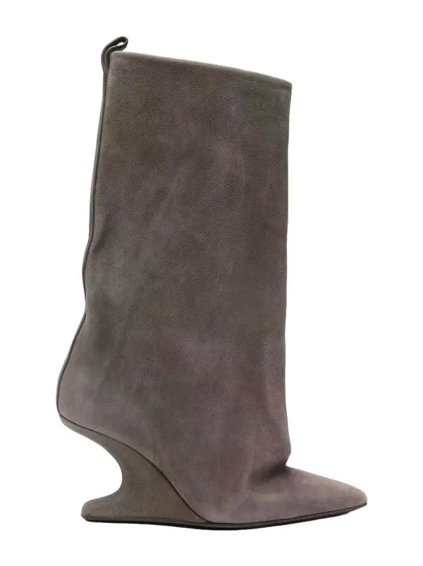 Rick Owens Pointed-toe Leather Boots - Grey