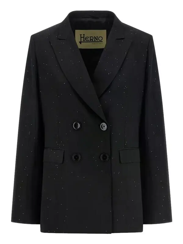 Herno Sequin-appliqué Double-breasted Blazer - Black