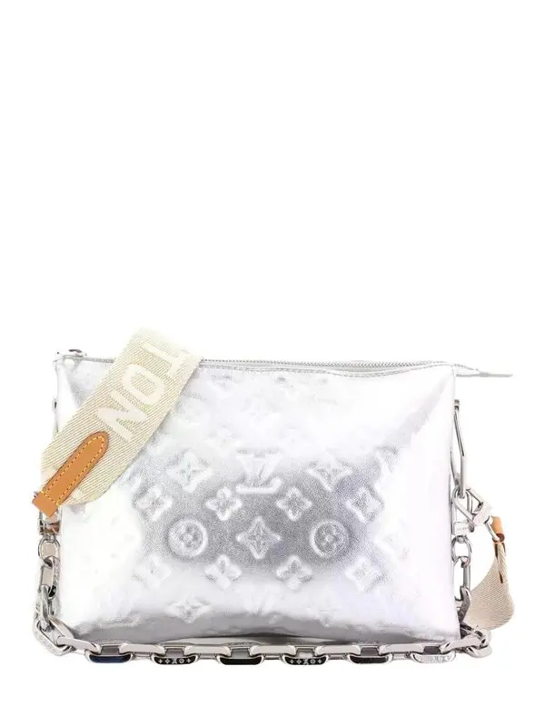 LOUIS VUITTON Coussin Pm Crossbody Bag Monogram Embossed Lambskin - Silver