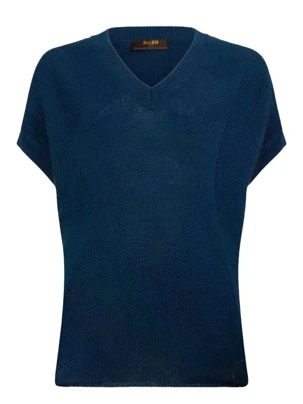 MOORER V-neck T-shirt - Blue
