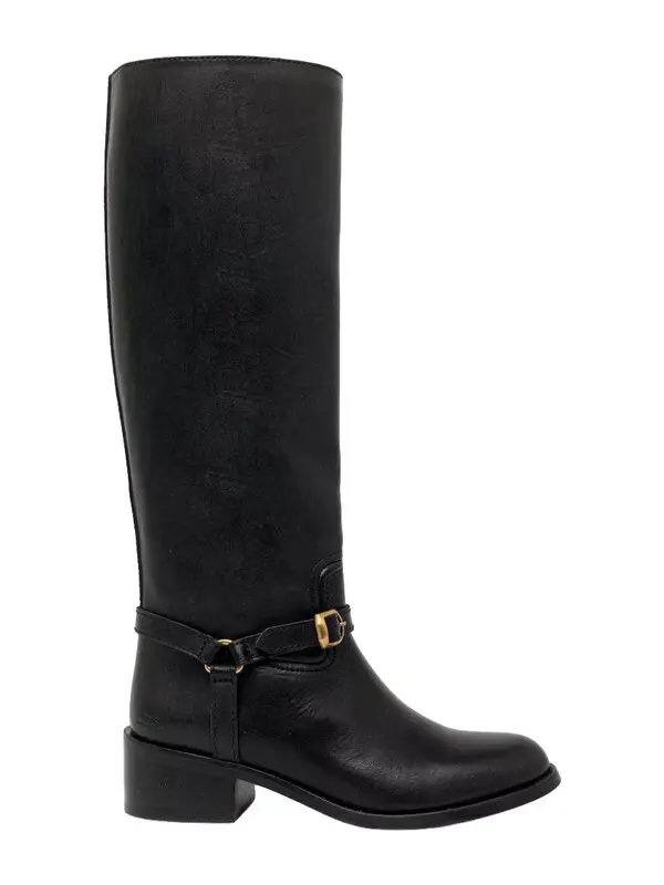 Polo Ralph Lauren Buckle Strap Knee-high Boots - Black