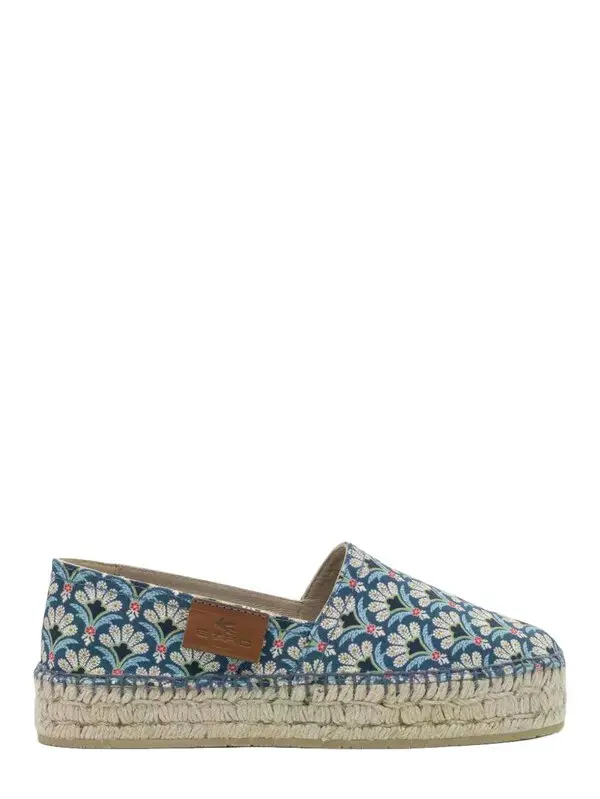 Etro Floral-print Platform Espadrilles - Blue