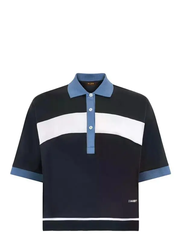 MOORER Striped Polo Shirt - Blue