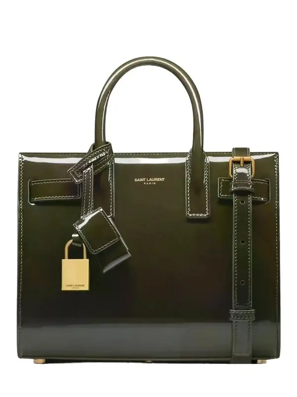 Saint Laurent Mini Sac De Jour Tote Bag With Padlock - Green
