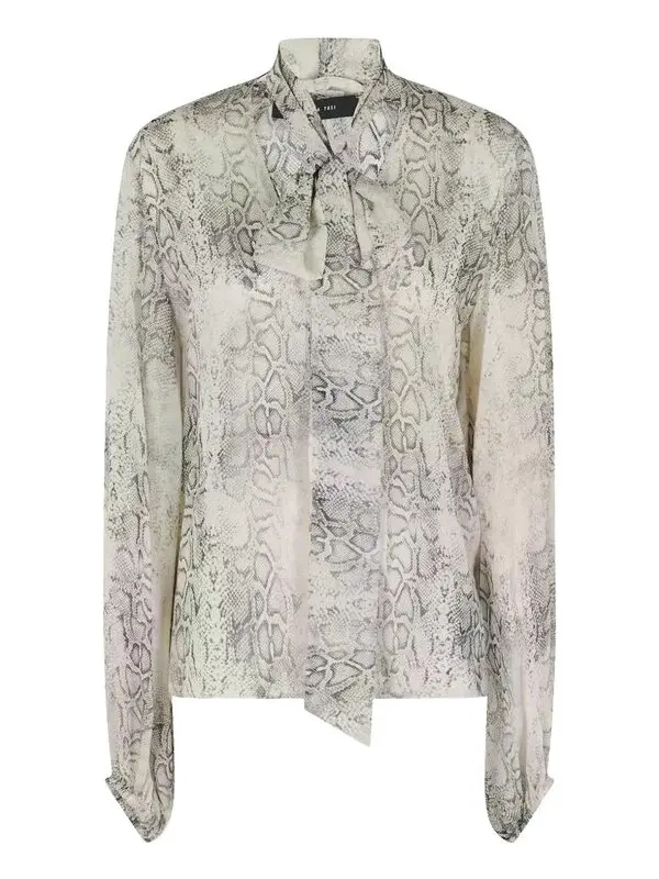 Federica Tosi Snake-print Tie-neck Blouse - Neutrals