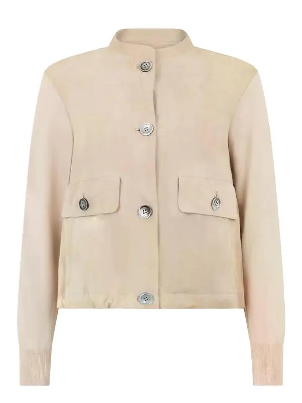 MOORER Button Suede Jacket - Neutrals
