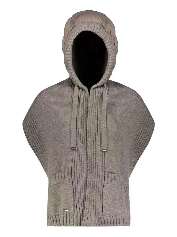 MOORER Hooded Ribbed Scarf - Neutrals