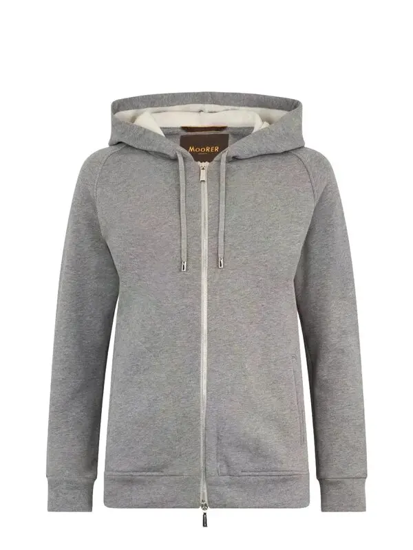 MOORER Zip-up Mélange Hoodie - Grey