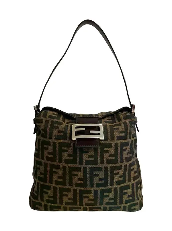 Fendi 2010-2025 Zucca Canvas Double Flap Shoulder Bag - Brown