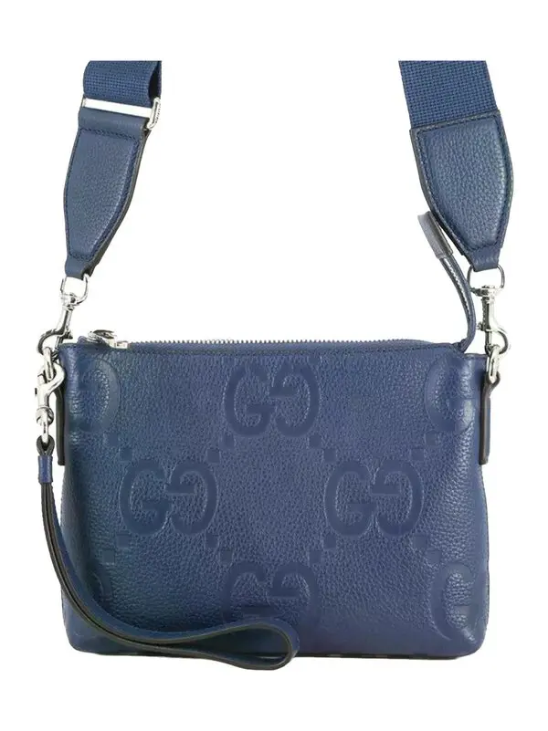 Gucci Small Jumbo Gg Embossed Messenger Bag - Blue