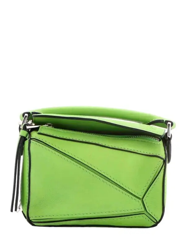 Loewe Puzzle Bag Leather Nano Crossbody Bag - Green
