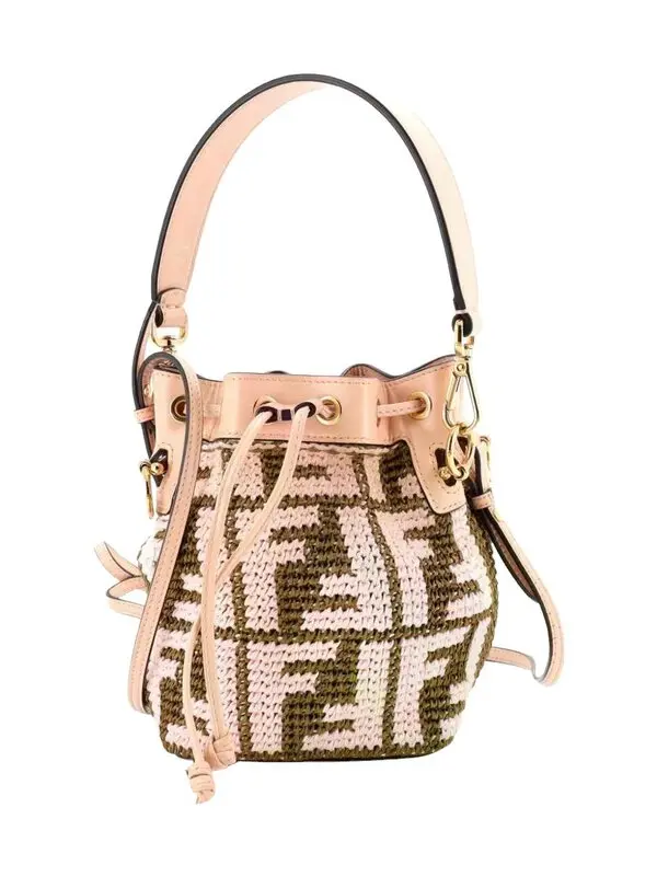 Fendi Mon Tresor Zucca Raffia Mini Bucket Bag - Pink